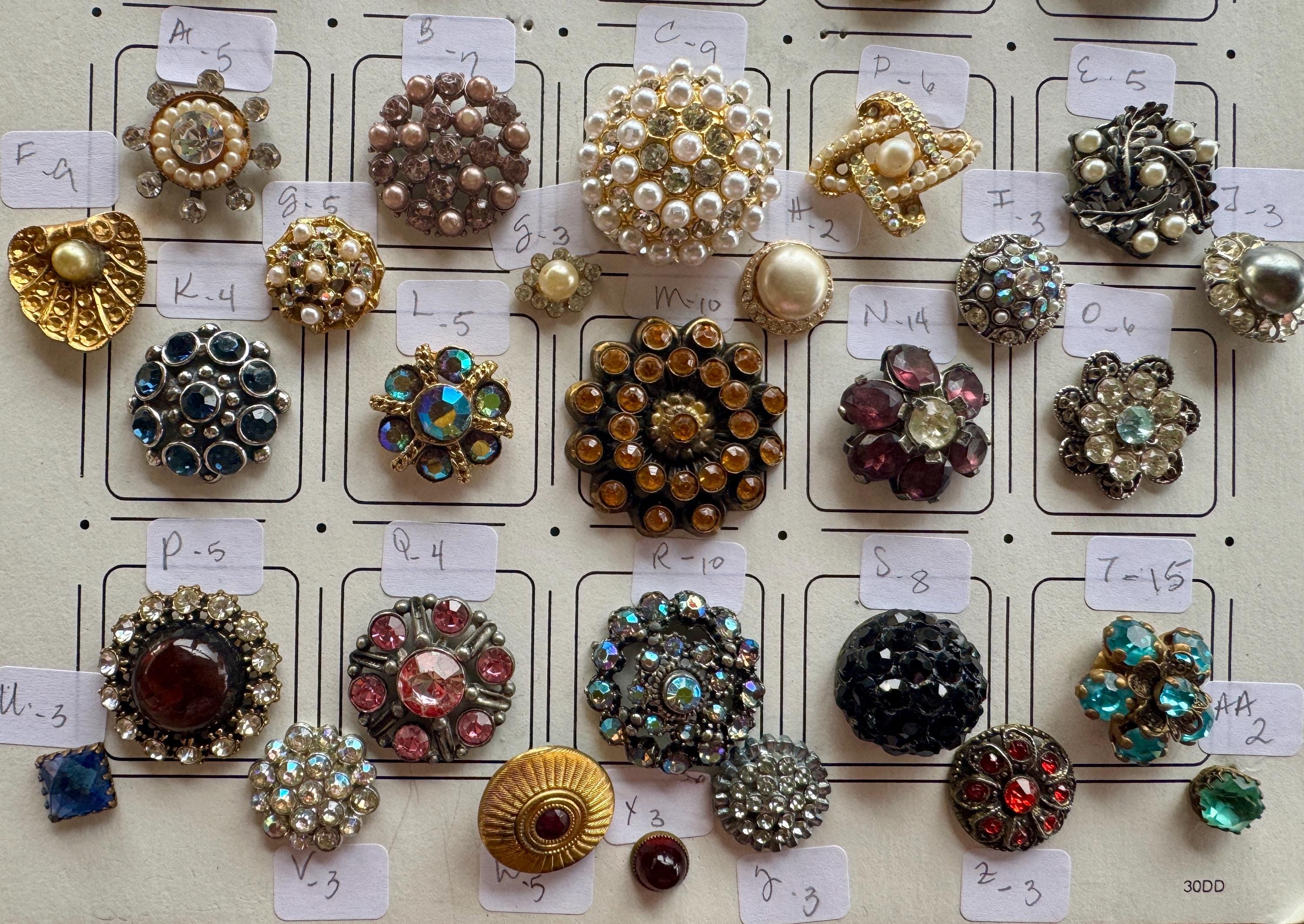 Gemstone Buttons Vintage Sparkle Rhinestone Paste Antique Assorted Sold ...