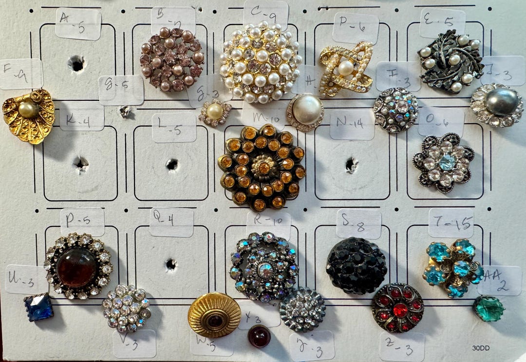 Gemstone Buttons Vintage Sparkle Rhinestone Paste Antique Assorted Sold ...