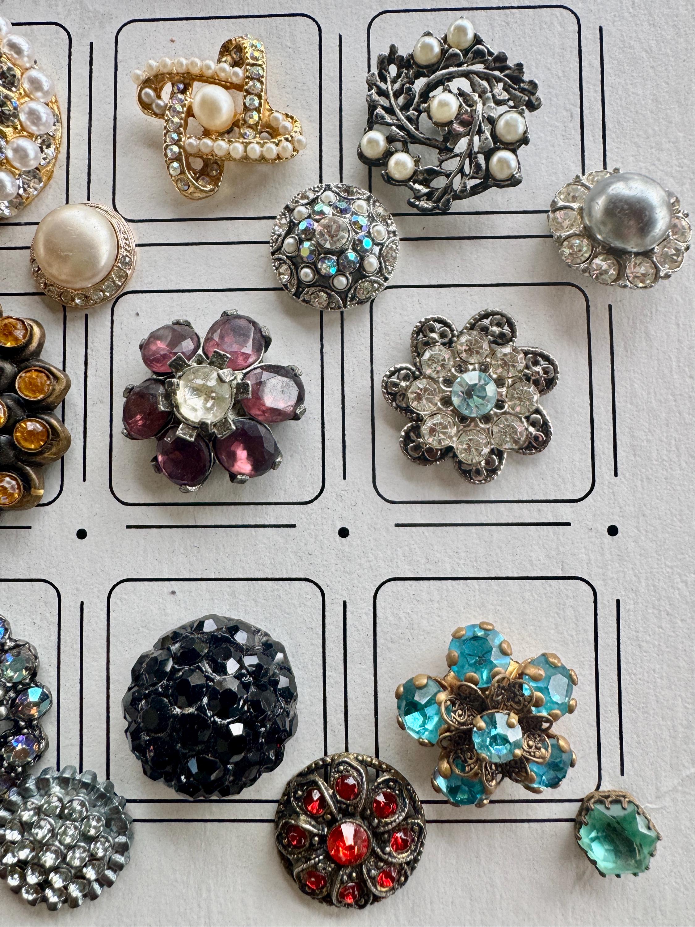 Gemstone Buttons Vintage Sparkle Rhinestone Paste Antique Assorted Sold ...