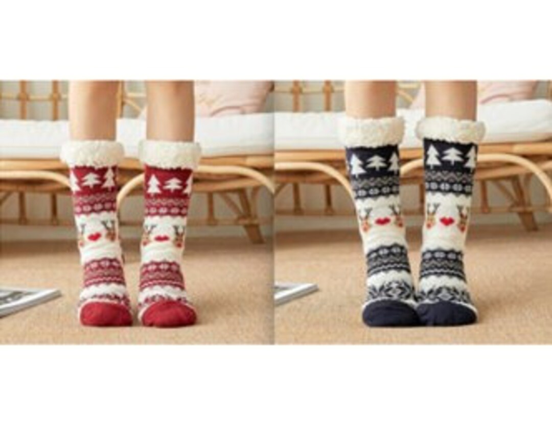 Christmas Rudolph Fluffy Socks Xmas Comfy Slipper Sock Gift Idea ...