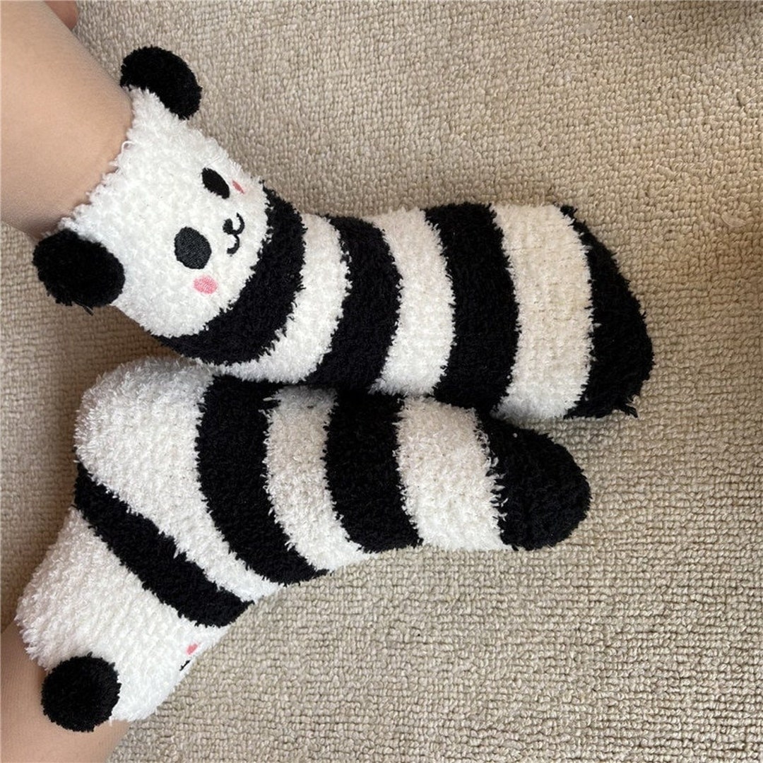 Panda Animal Fluffy Socks Jungle Zoo Cute Slipper Socks Christmas Warm ...