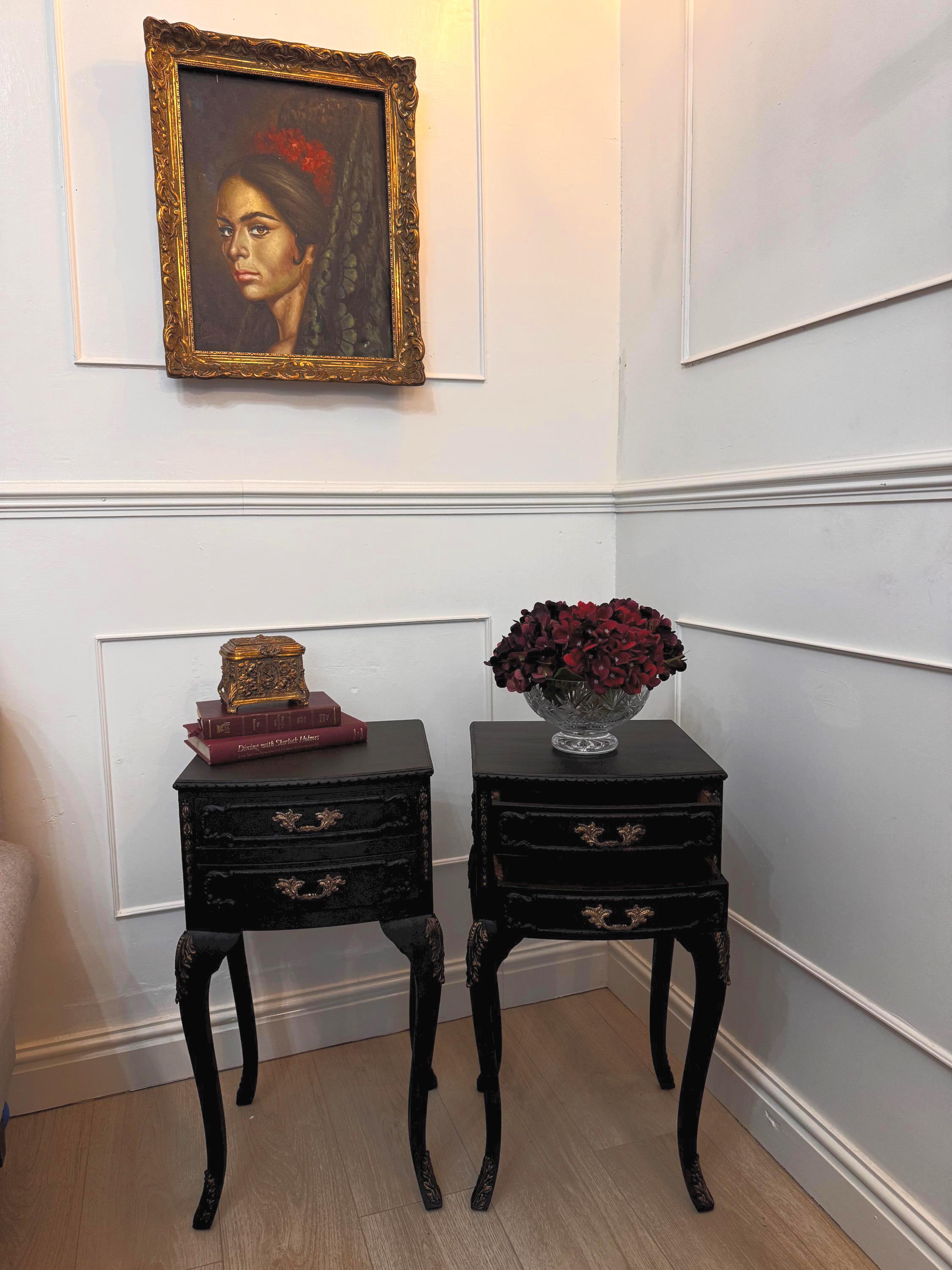 Vintage French Olympus Bedside Tables – Black & Gold | Harrods Olympus ...