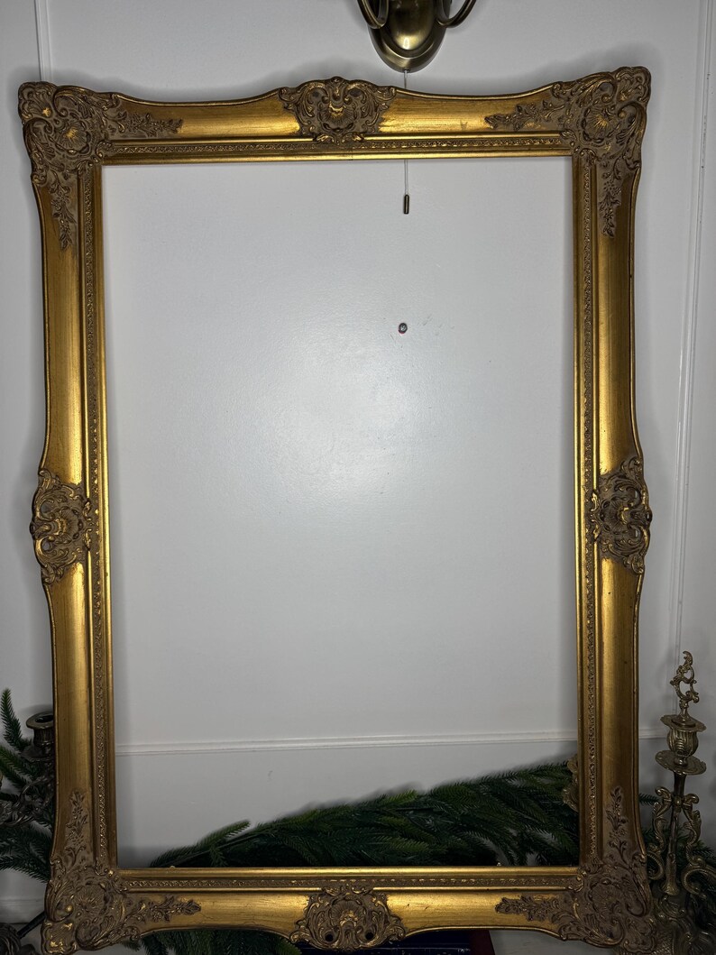 Large Antique Gold Baroque Frame: Ornate Gilt Wall Decor ( 90 X 62 Cm ...