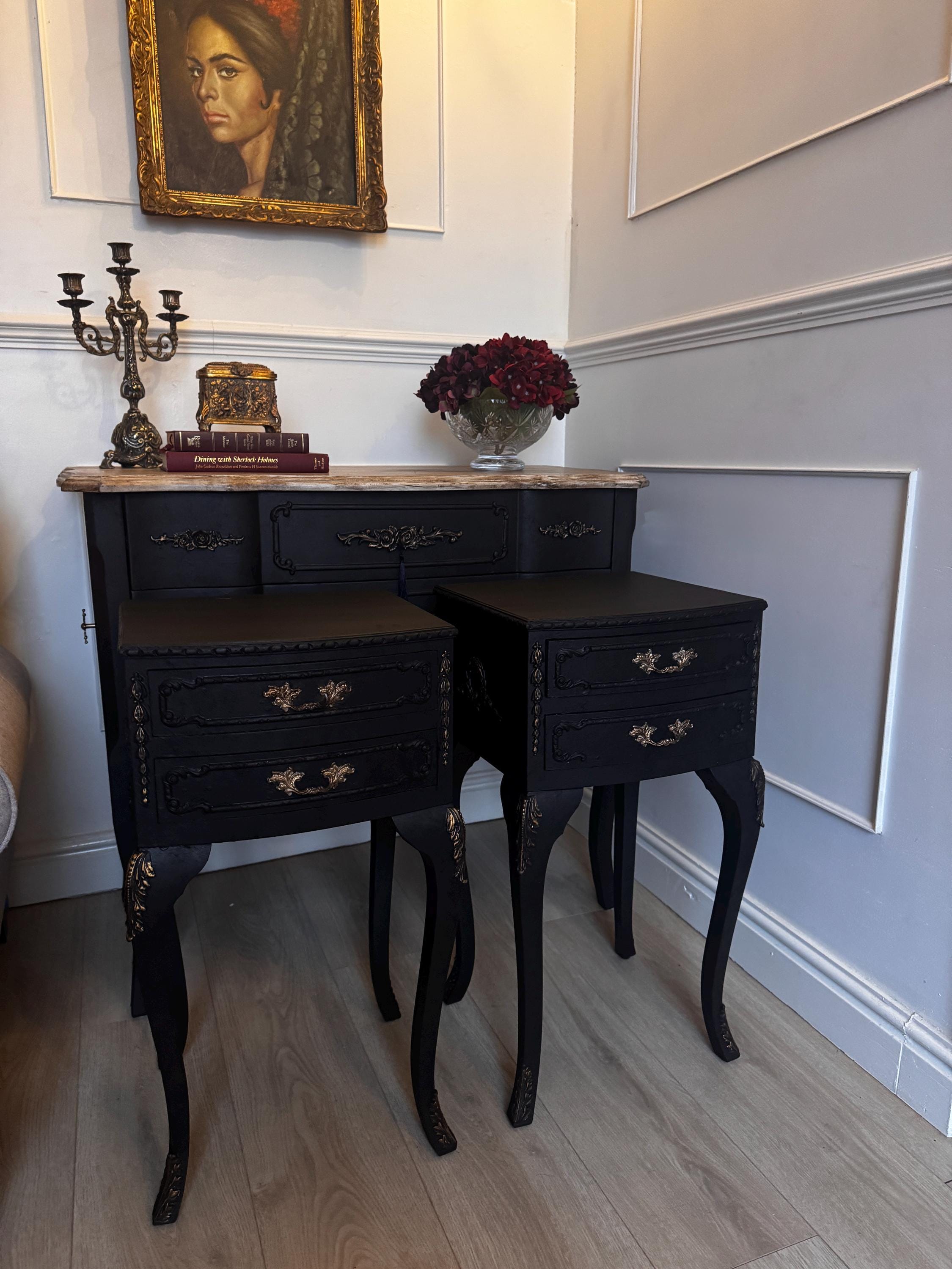 Vintage French Olympus Bedside Tables – Black & Gold | Harrods Olympus ...