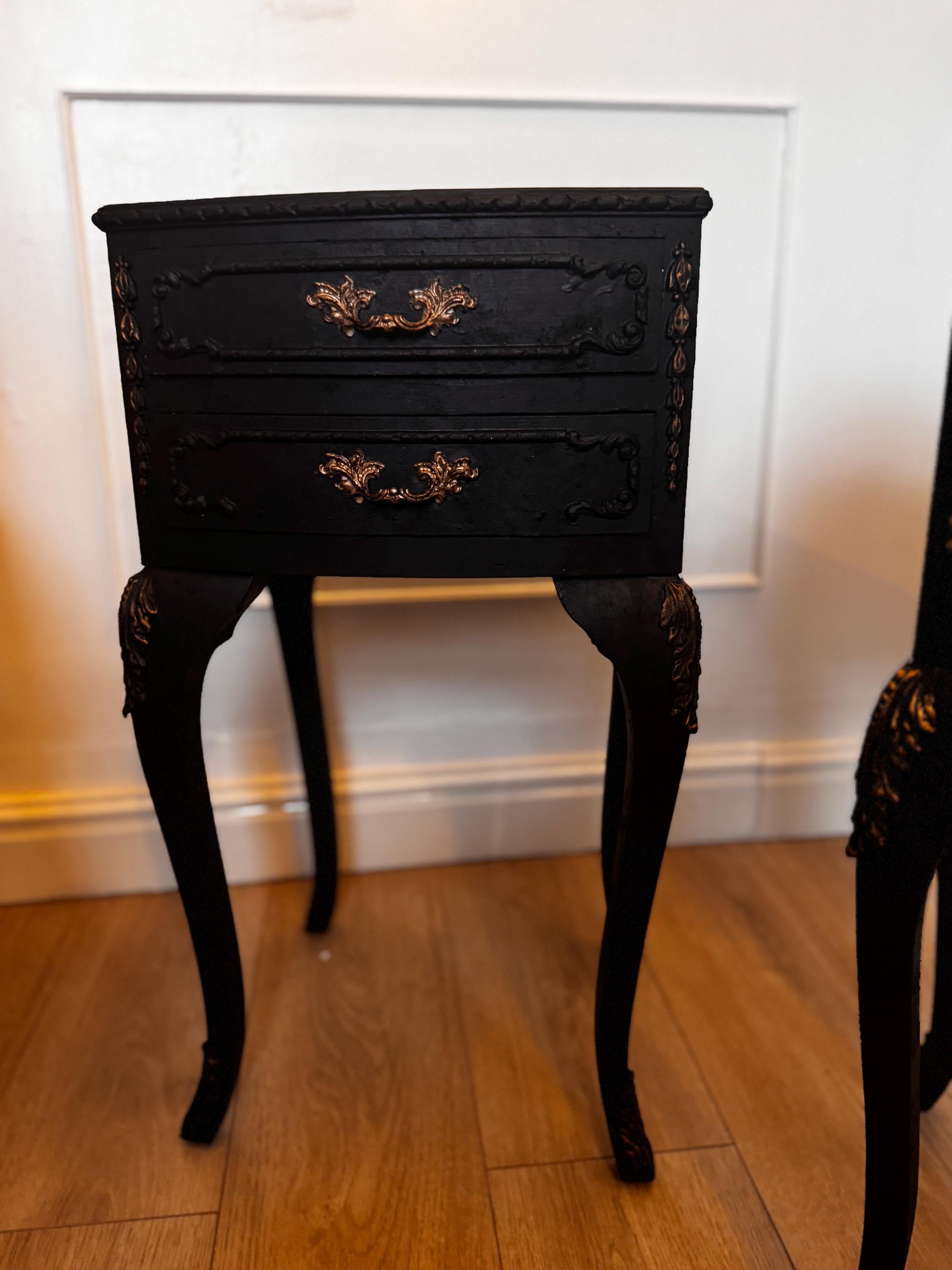 Vintage French Olympus Bedside Tables – Black & Gold | Harrods Olympus ...
