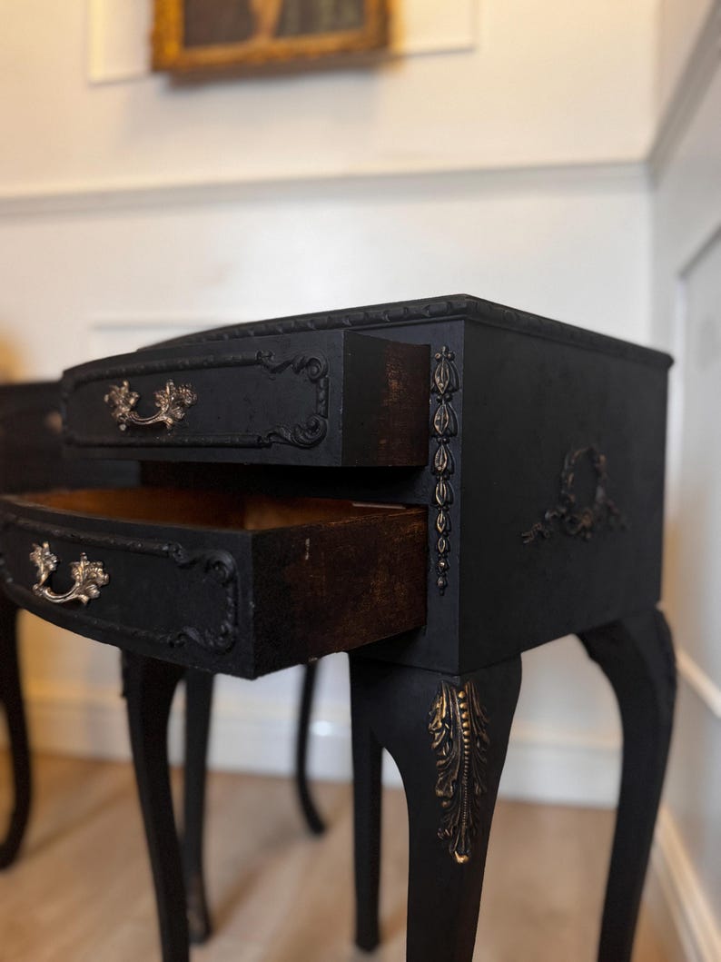 Vintage French Olympus Bedside Tables – Black & Gold | Harrods Olympus ...