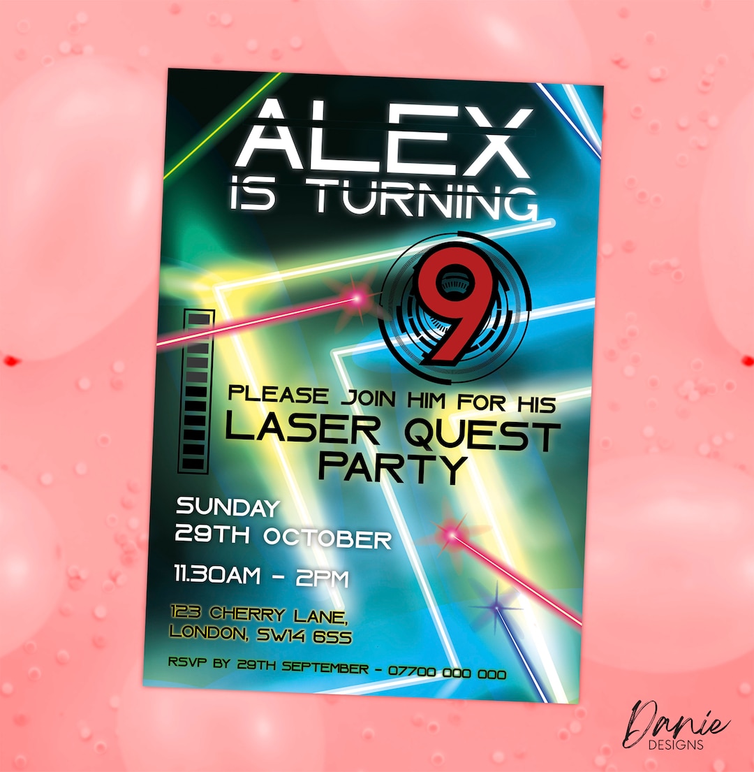 PERSONALISED Laser Quest/tag Invitation for Boys Birthday - DIGITAL ...