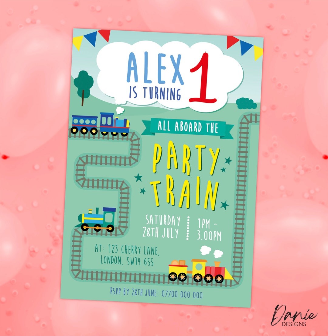 PERSONALISED Train Invitation for a Birthday - DIGITAL DOWNLOAD - Party ...