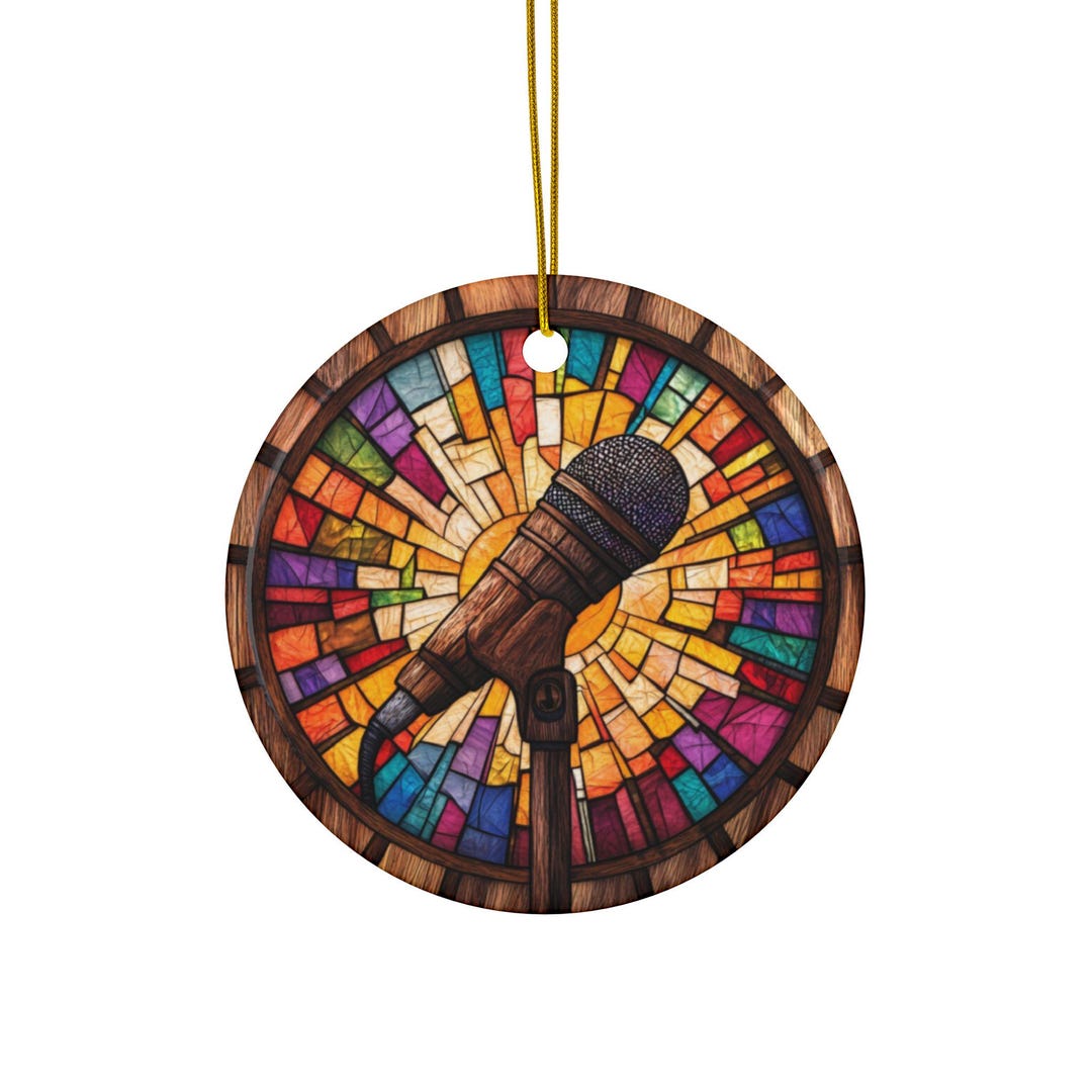 Custom Stained Glass Microphone Ornament Music Lover Holiday Keepsake ...