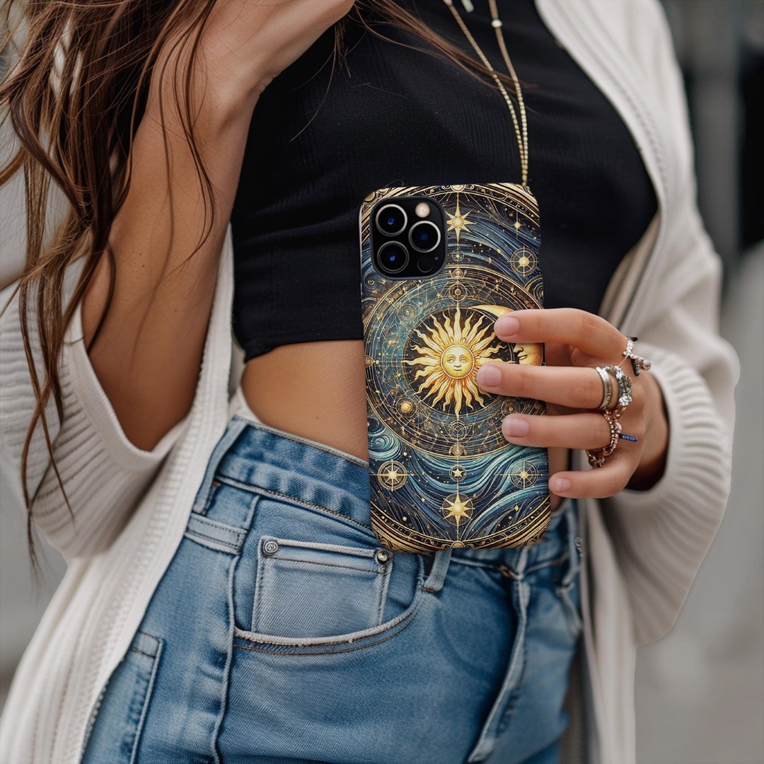 Celestial Sun and Moon Stained Glass Art Phone Case for iPhone ...