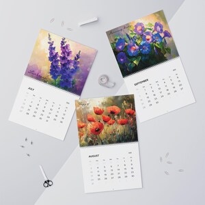2025 Calendar Floral Birth Flower Oil Painting Design Floral Wall ...