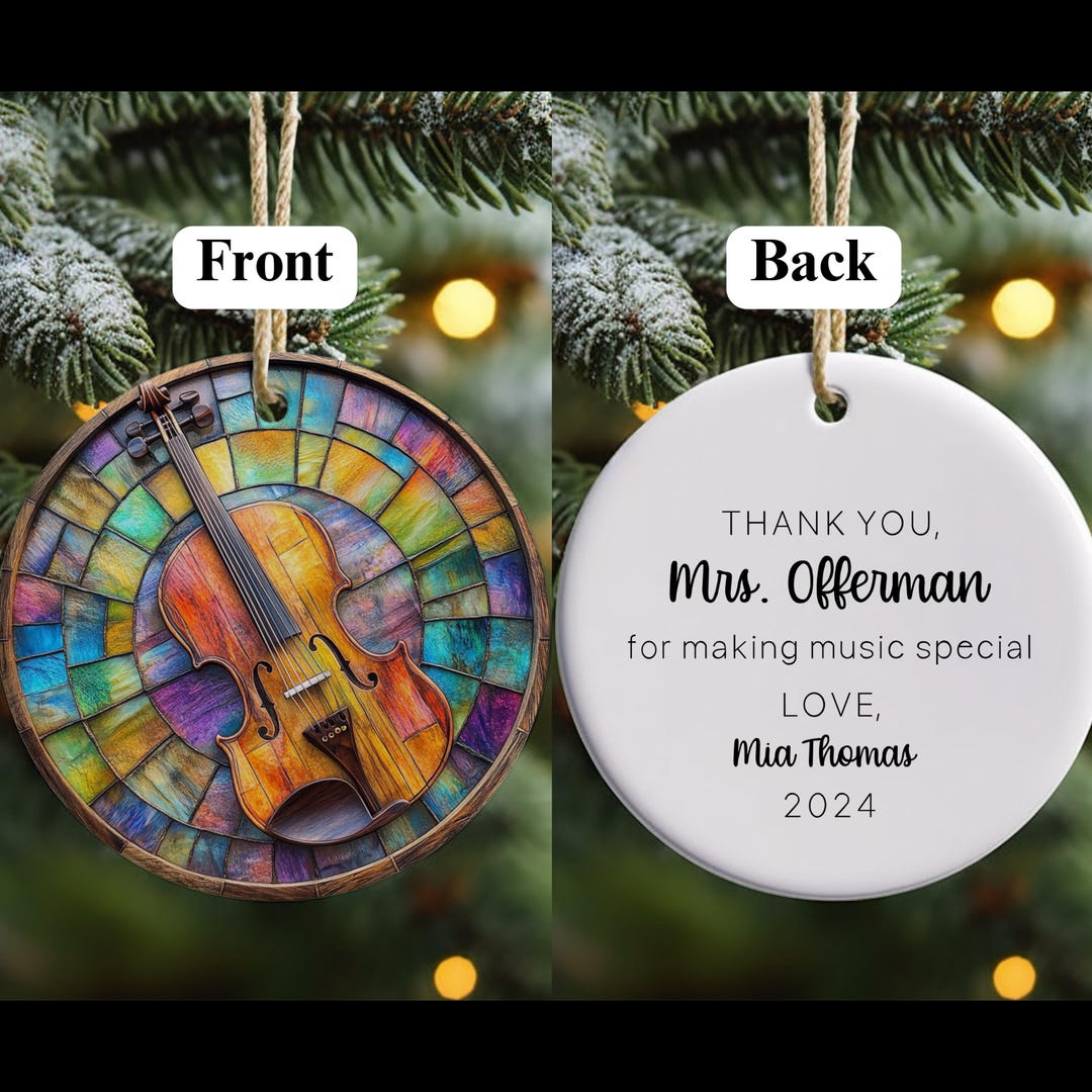 Stained Glass Violin Ornament Music Teacher Gift Colorful Musical ...