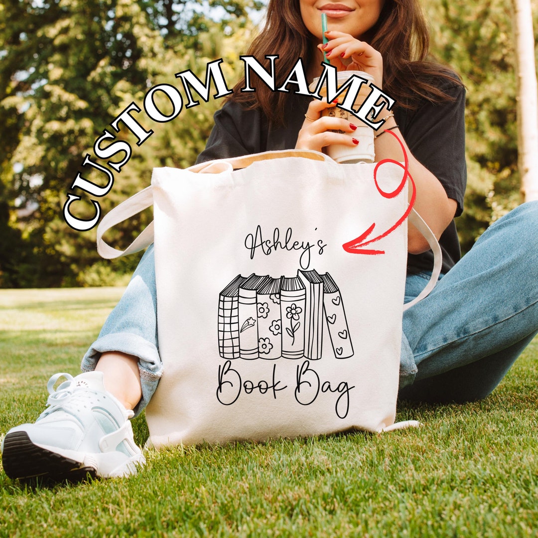 Custom Book Bag Reader Canvas Tote Library Book Lover Gift Librarian ...