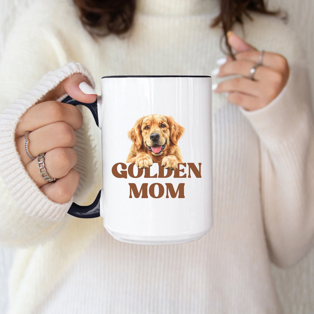 Golden Retriever Dog Mom Coffee Mug White and Black Golden Retriever ...
