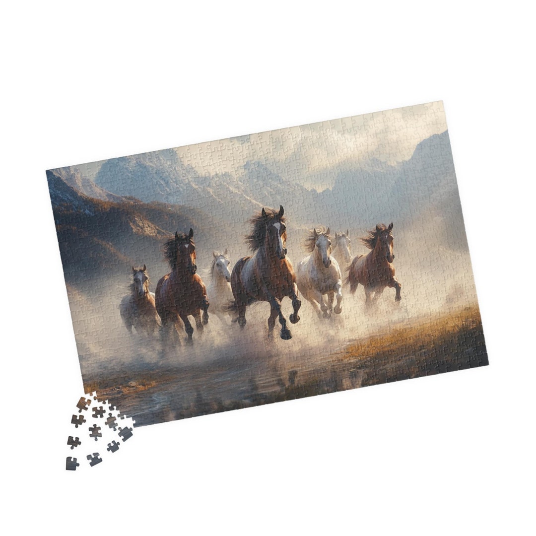 Galloping Horses Puzzle Stunning Wild Horses Running in Mountain ...