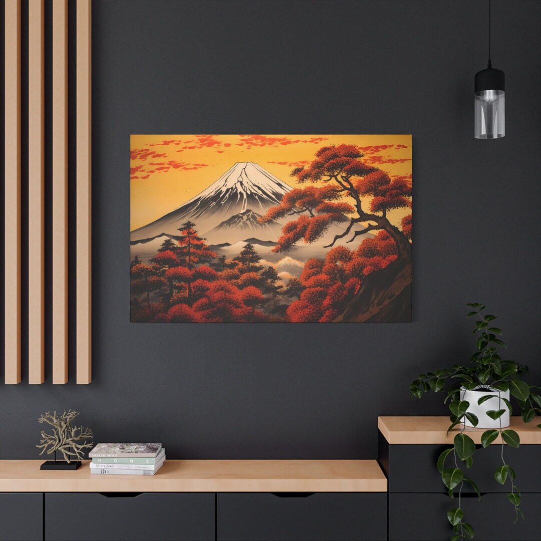 Mount Fuji Japanese Art Ukiyo E Wall Art Matte Canvas Etsy