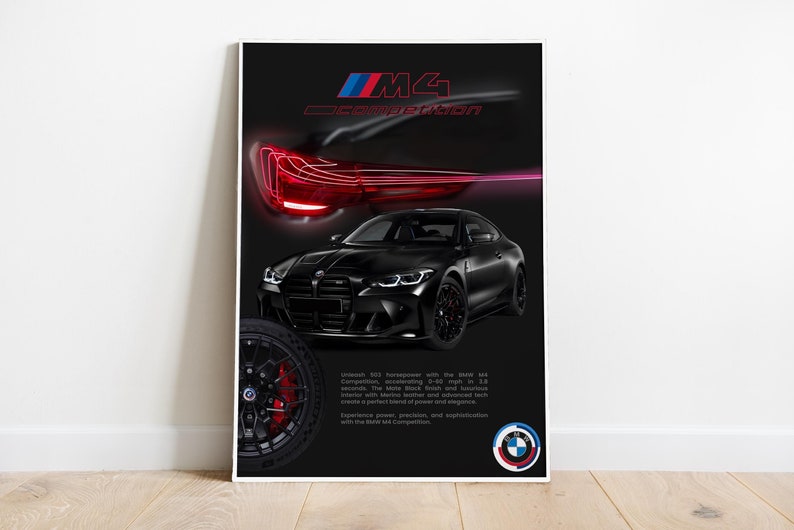 BMW M4 Competition Printable Poster Hyper Cars Wall Art Cool Automotive ...