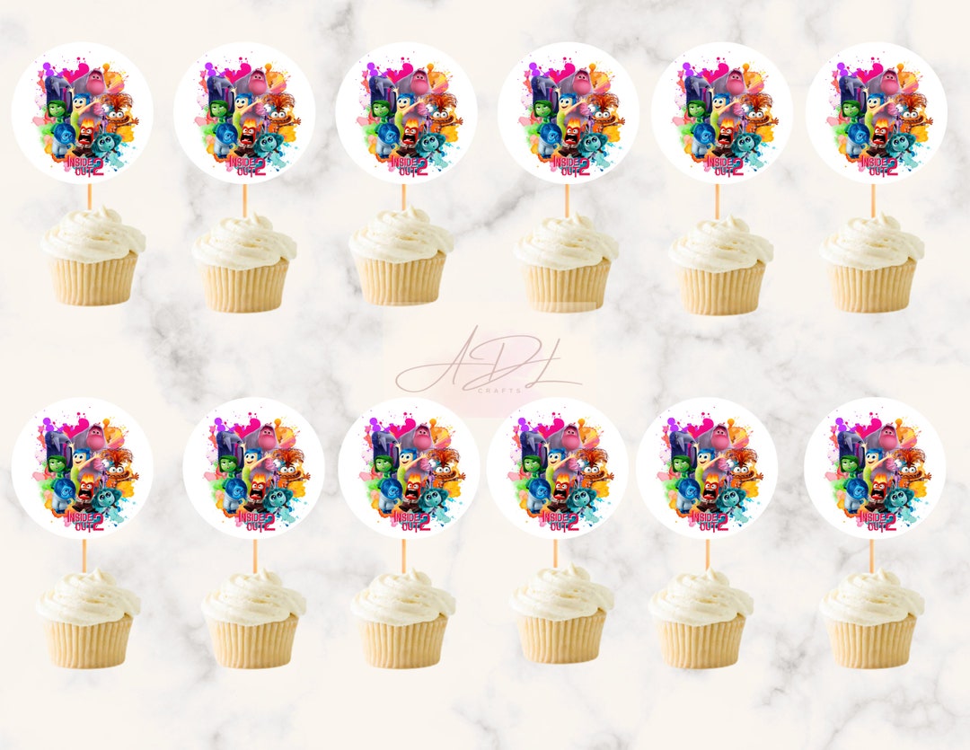 Inside Out 2 Cupcake Toppers, Inside Out 2 Cupcake Toppers Birthday ...