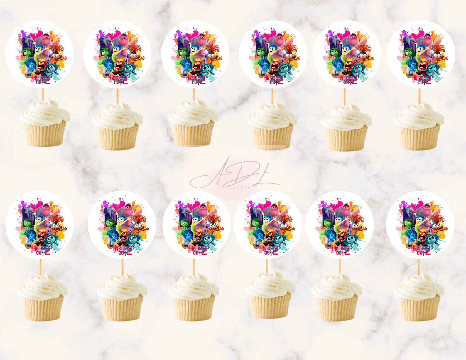 Inside Out 2 Cupcake Toppers, Inside Out 2 Cupcake Toppers Birthday ...