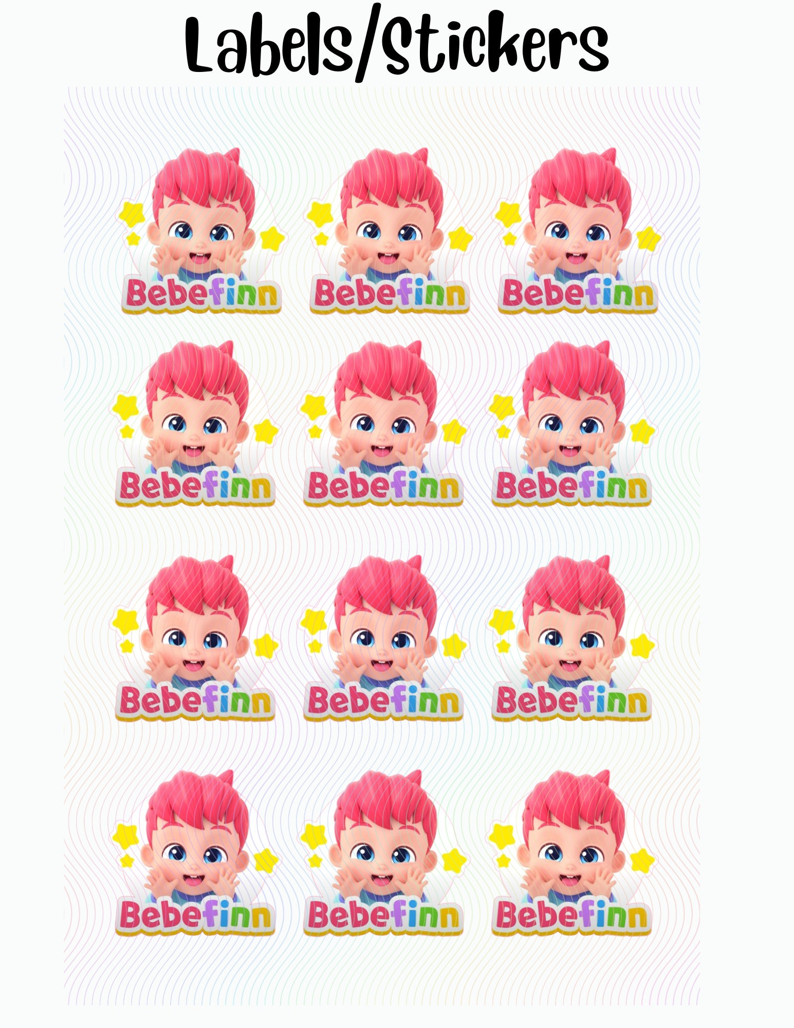 Birthday Bebefinn Stickers, Bebefinn Labels for Candy Favors, Snacks ...