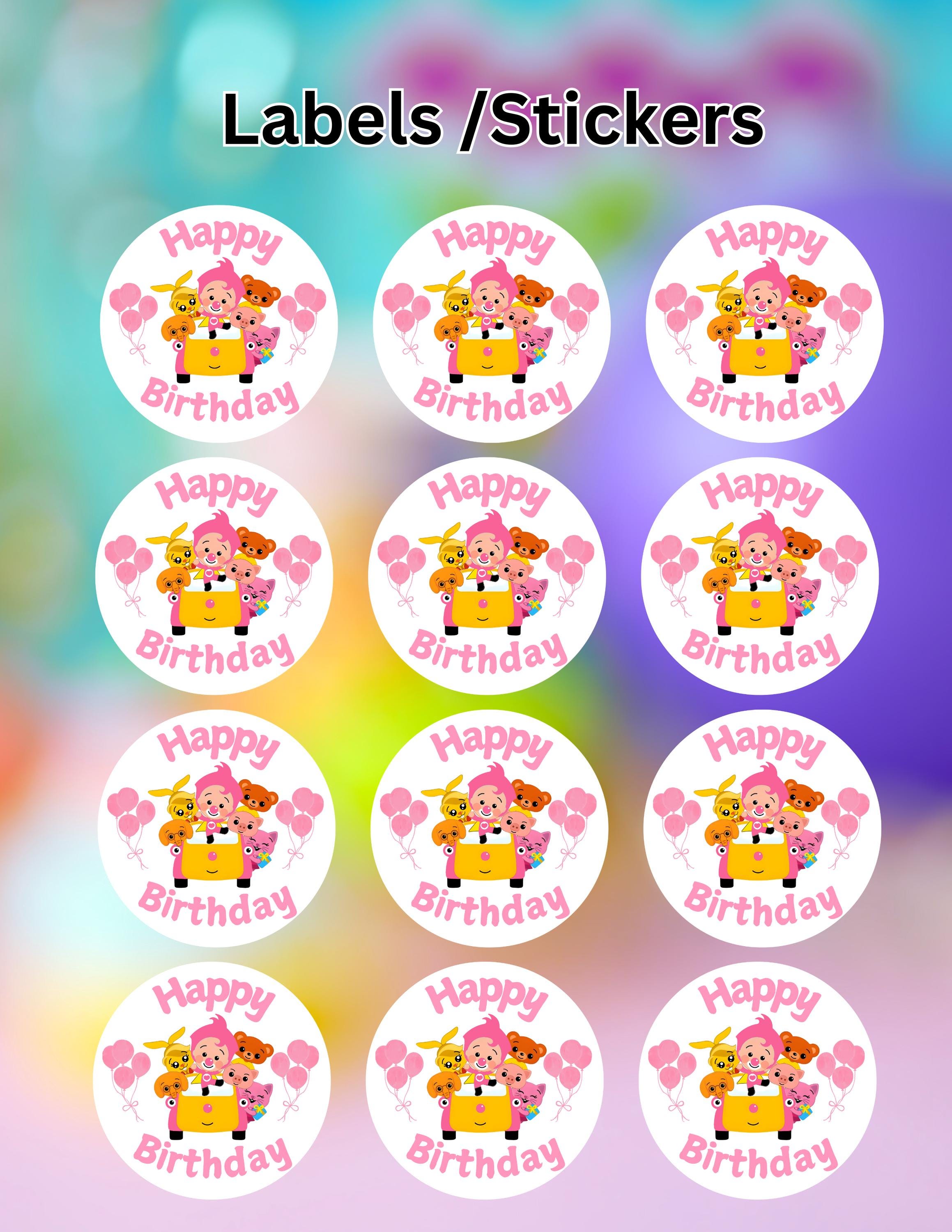 Birthday Plim Plim Girl Stickers, Plim Plim Labels for Candy Favors ...