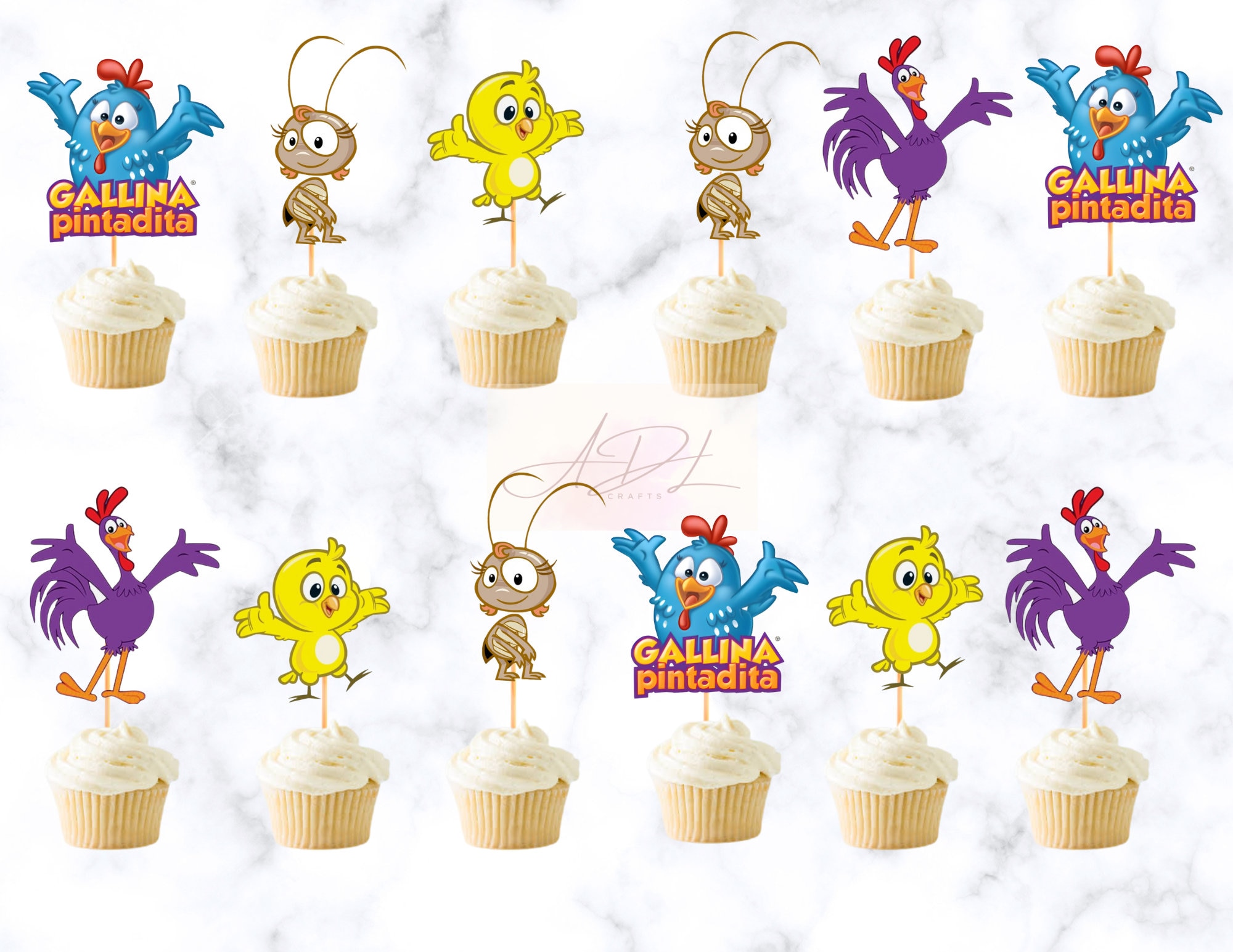 Gallina Pintada Cupcake Toppers, Gallina Pintdita Birthday Party ...