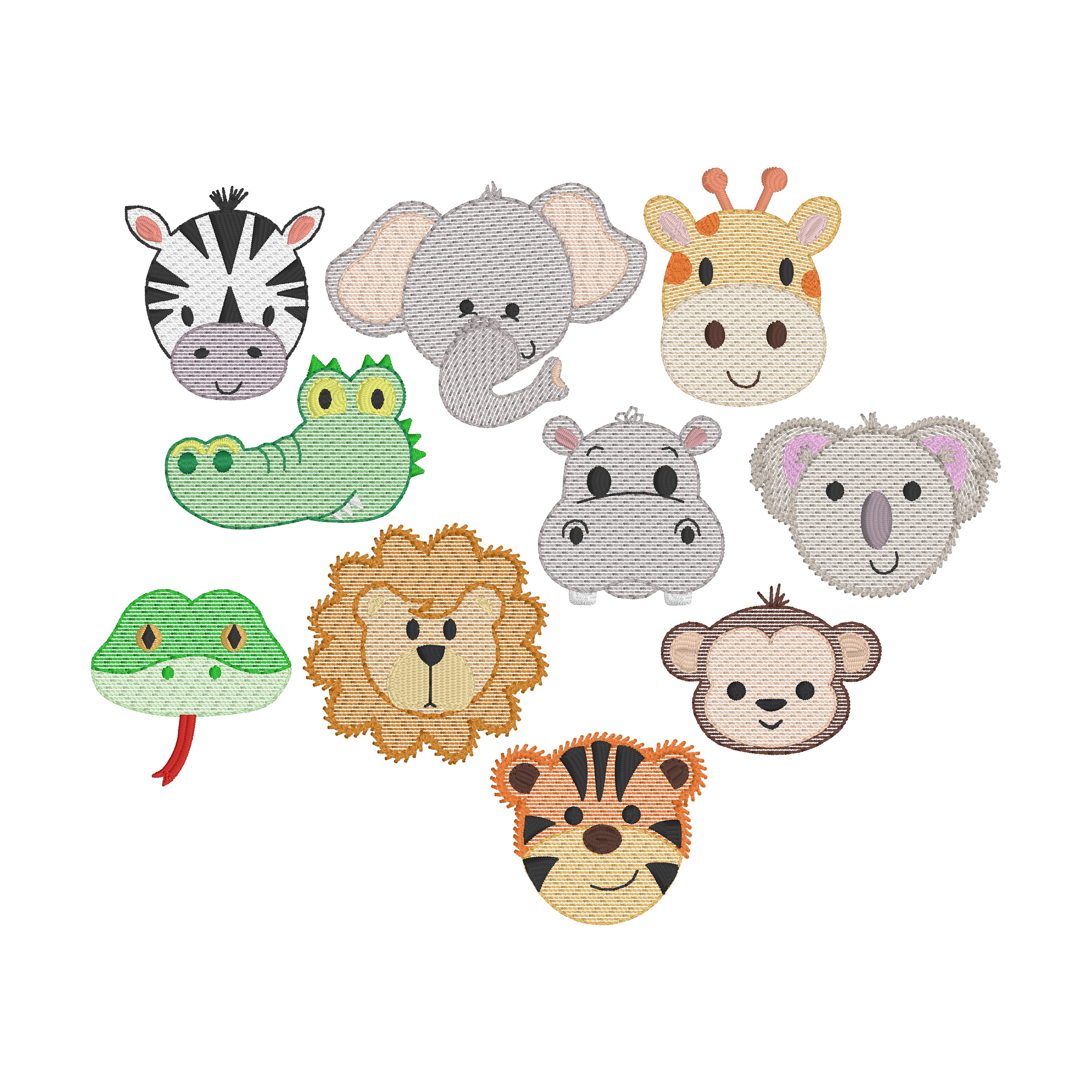 Vintage Stitch Sketch Zoo Animals Embroidery Designs - Etsy
