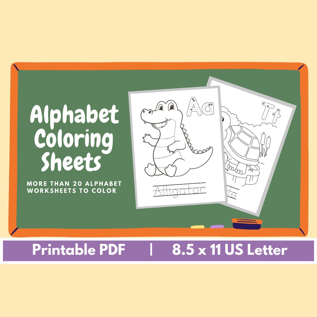 Alphabet Coloring Worksheets - Etsy