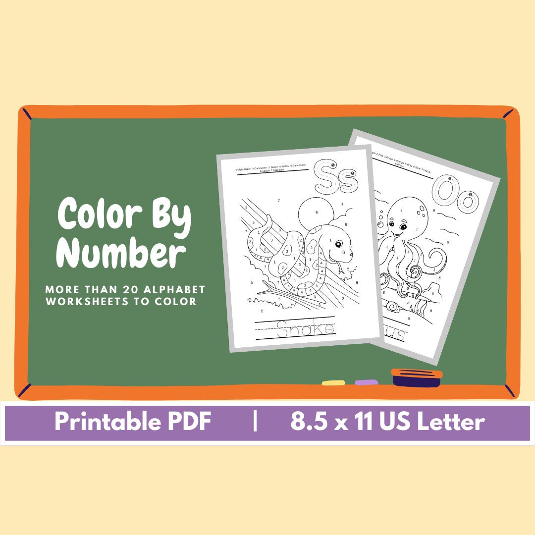Alphabet Color by Number Worksheets - Etsy