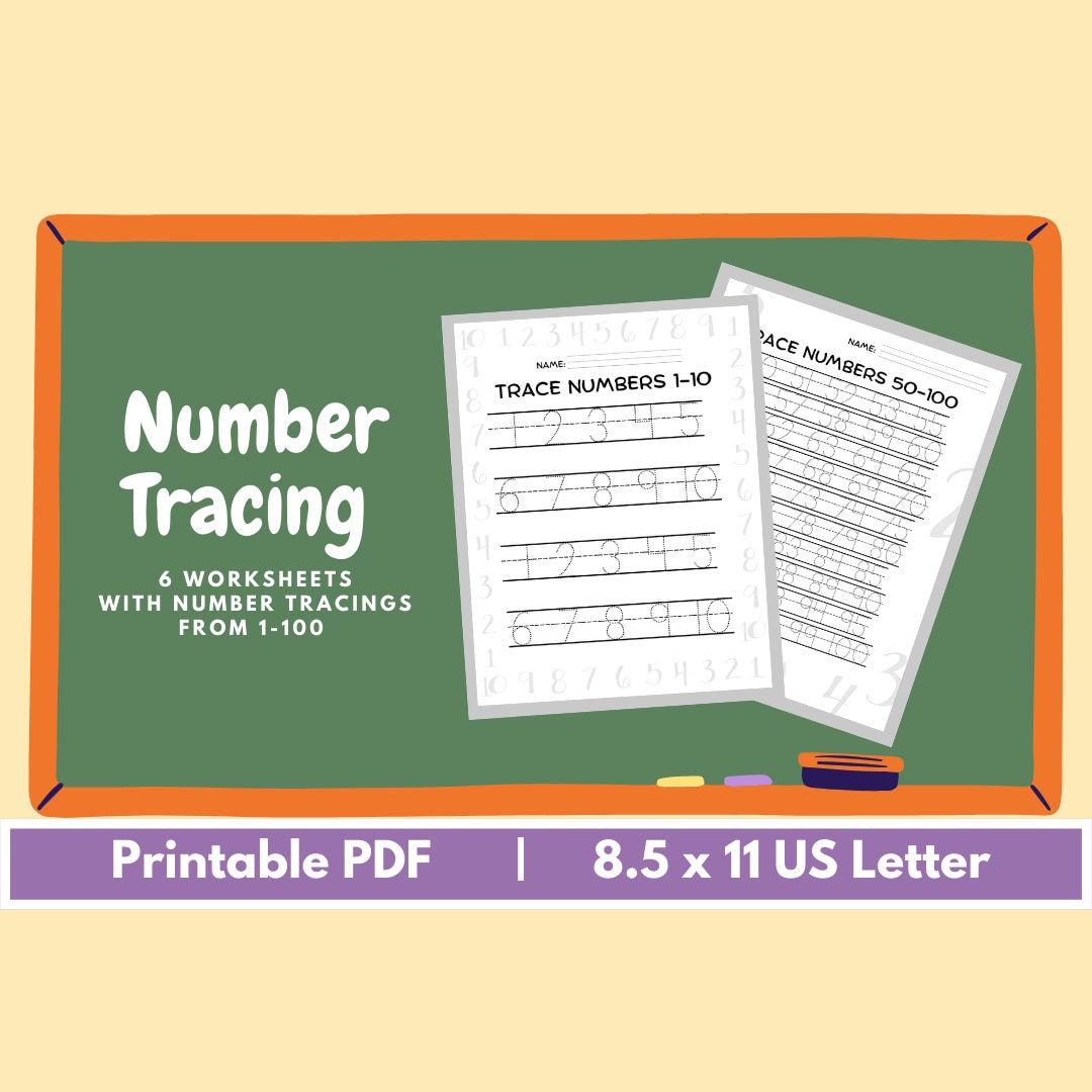 1- 100 Number Tracing Worksheets - Etsy