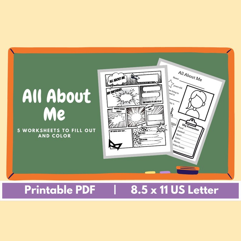 All About Me Worksheets - Etsy