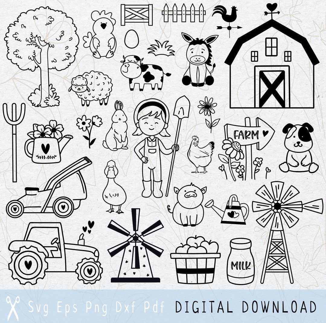 Animal Farm Plotter File Svg Dxf Eps Png Jpg Pig Scarecrow Hay - Etsy