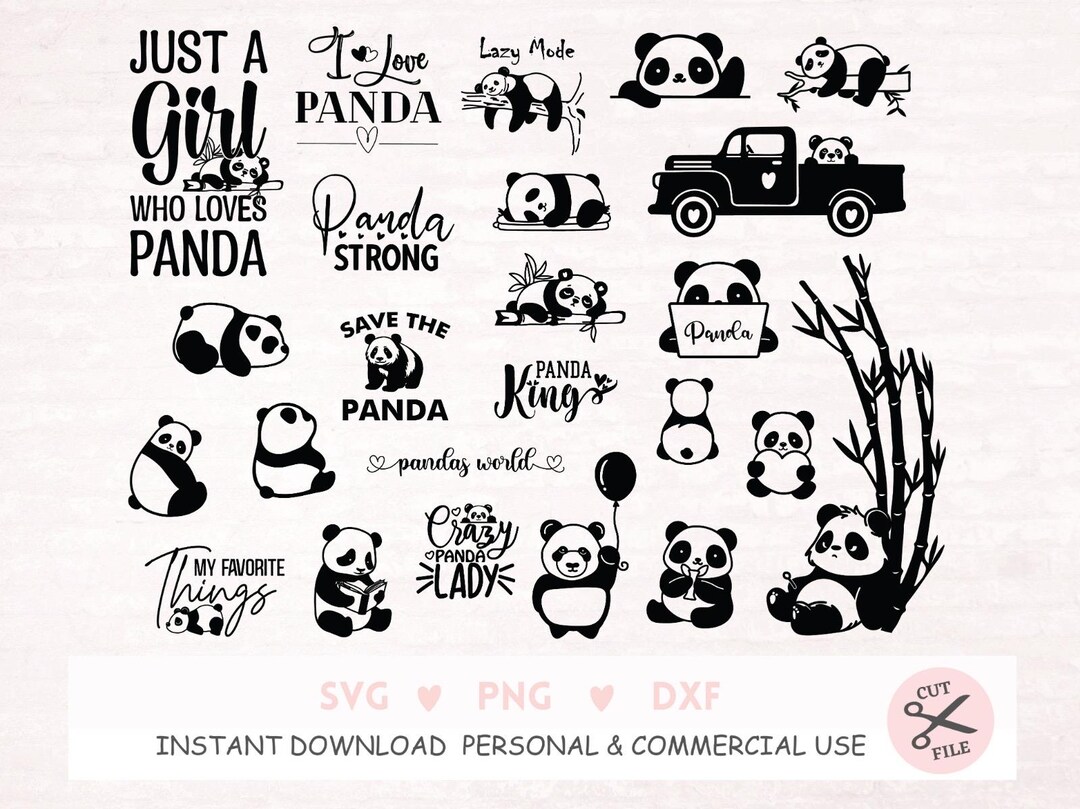 Panda SVG Bundle | Cute Panda Clipart for Kids & Adults - Etsy