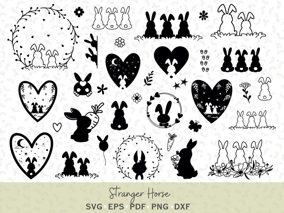 Bunny Plotter File Svg Dxf Eps Png Jpg Pdf Baby Animal Cricut Floral ...