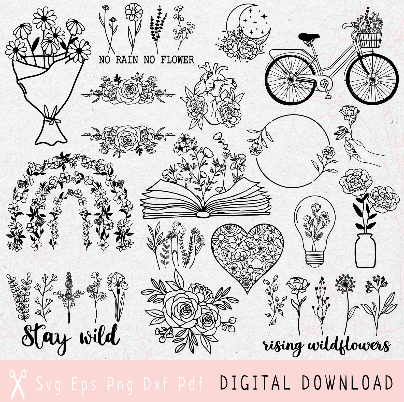 Wildflower Svg Bundle Svg Floral Svg Flower Svg Flower Svg - Etsy
