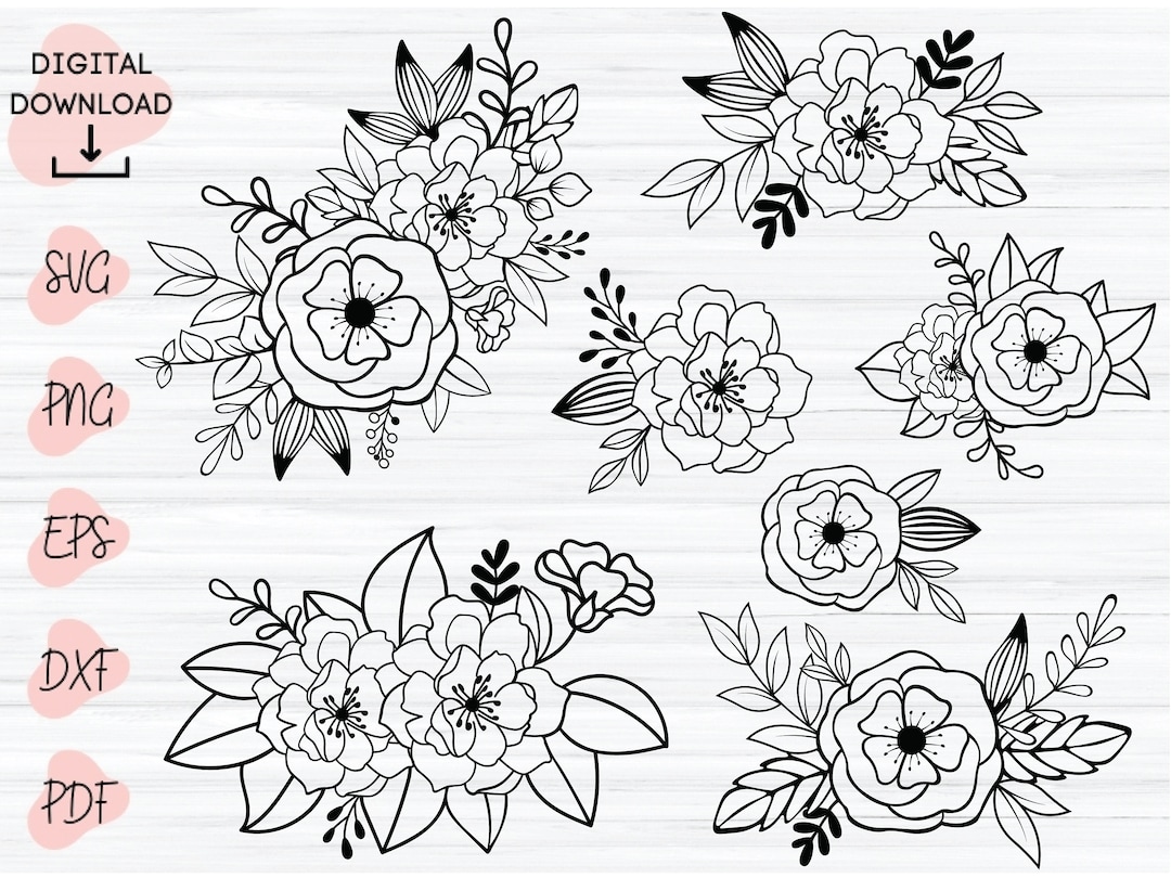 Flower SVG Files Floral SVG Files Flower Cut File Flower - Etsy