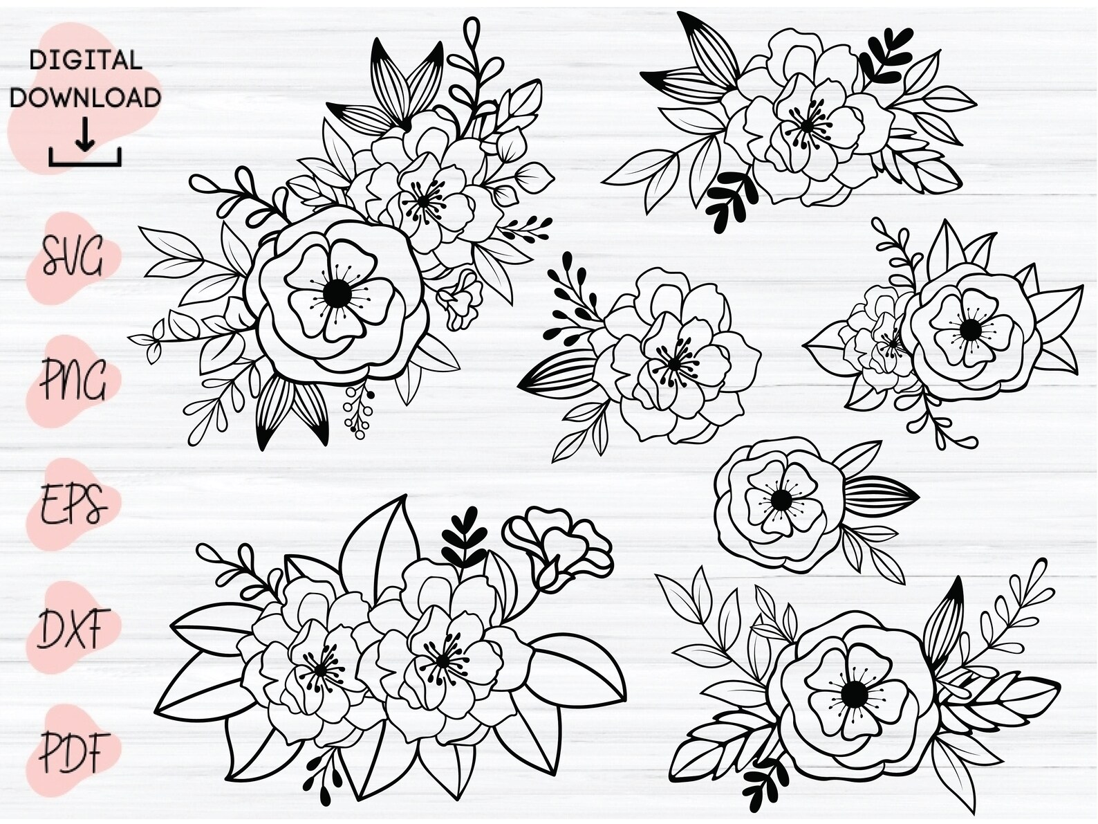 Flower SVG Files Floral SVG Files Flower Cut File Flower - Etsy