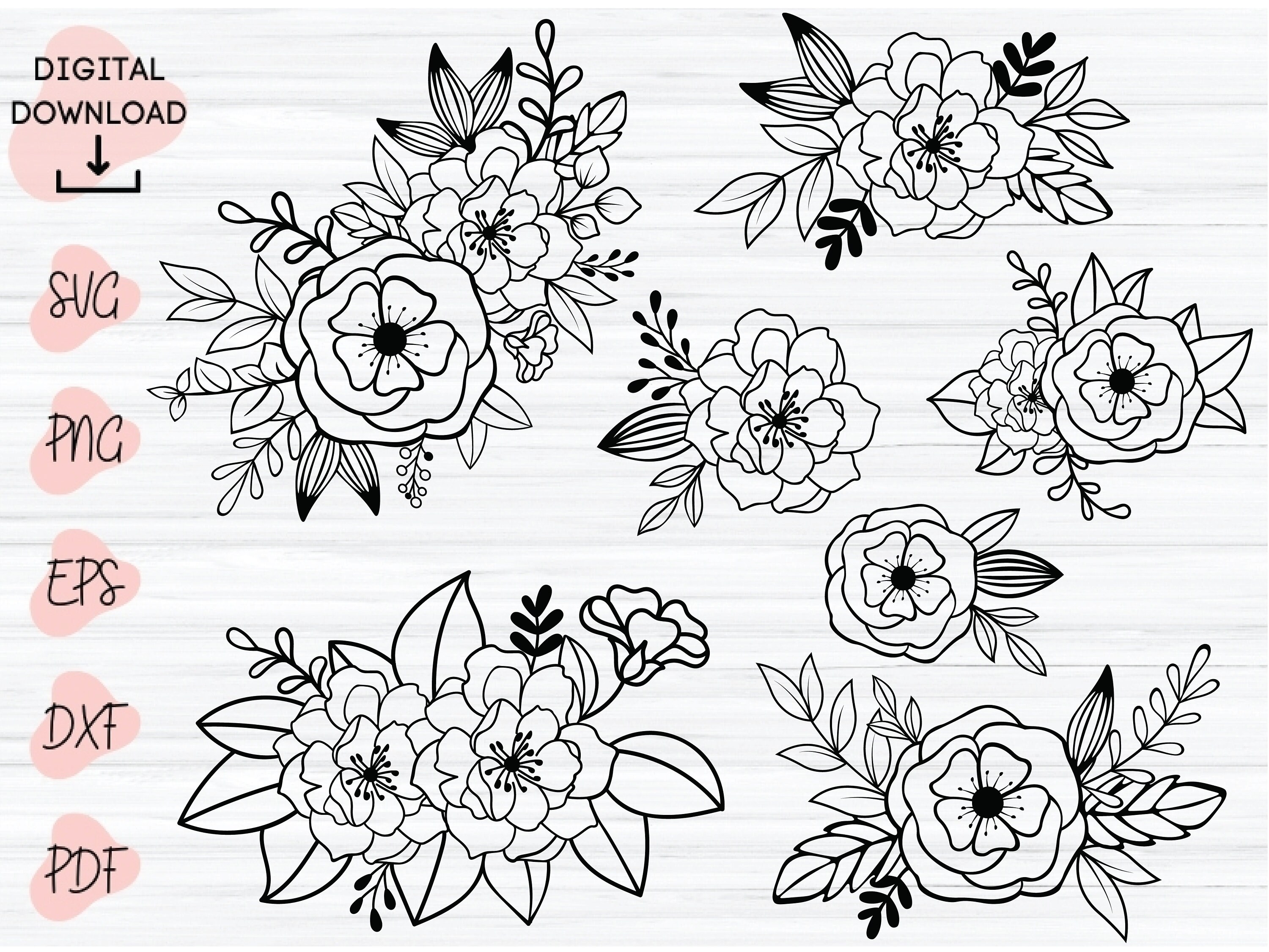 Flower SVG Files Floral SVG Files Flower Cut File Flower - Etsy