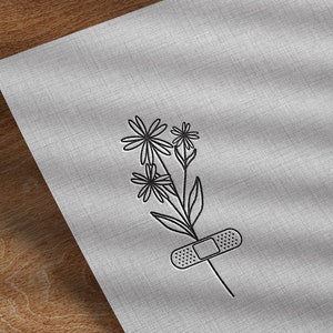 Flower With Bandage Svg Wildflower Svg Bandaid Clipart Flower Svg First ...