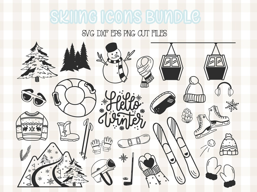 Hearts Mountains Winter Sports Lettering Bundle Plotter File, SVG, DXF ...