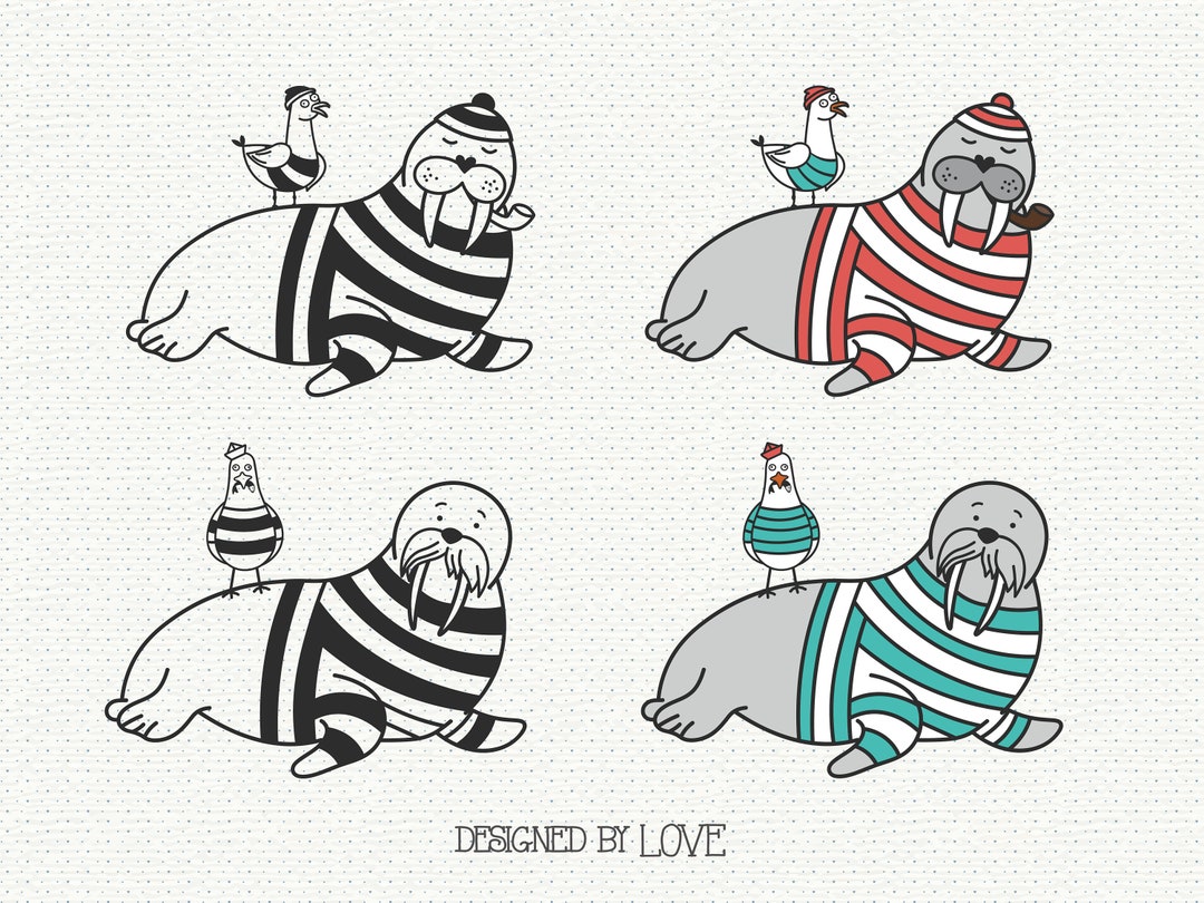 Cute Walrus Clipart Digital Download Arctic Animals Ocean Animals ...