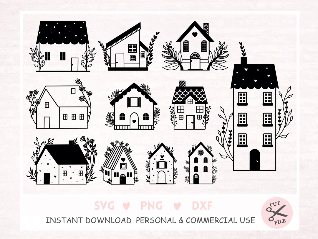 Tiny House Bundle Svg, Little Home, Floral House SVG House Clipart ...