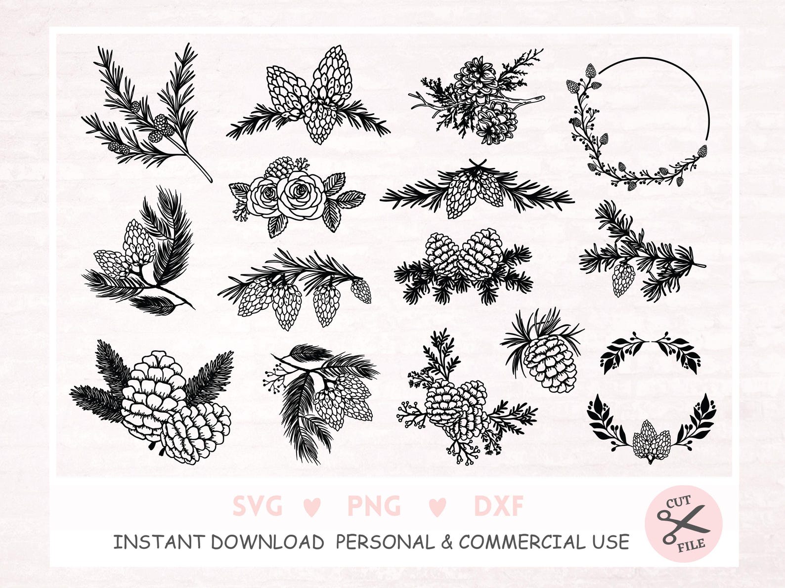 Cone Svg Bundle Pinecone Svg Pine Tree Clipart Pine Tree Vector ...