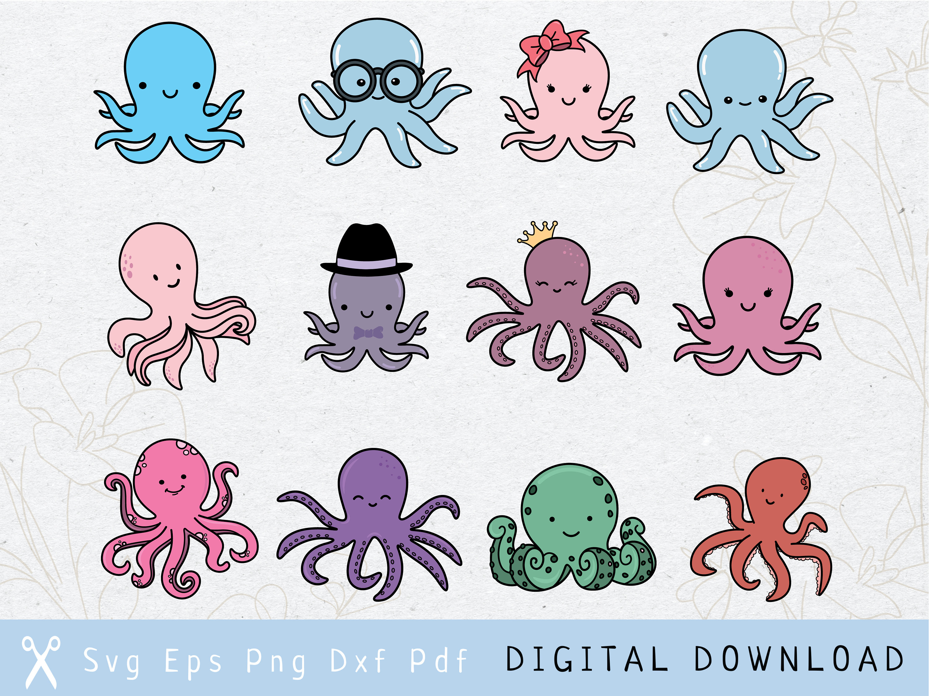 Niedliche Krake SVG Baby Krake Clipart Kawaii Krake - Etsy.de