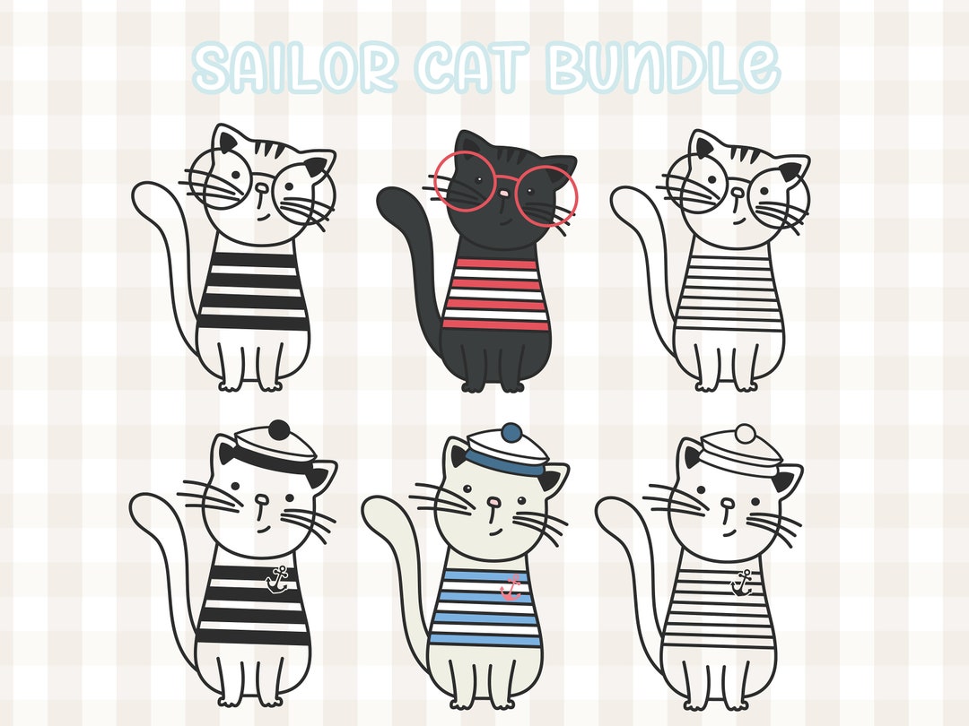 Plotter File Cat Moin Sailor Cat Maritime Svg, Maritime Cute Cats Svg ...