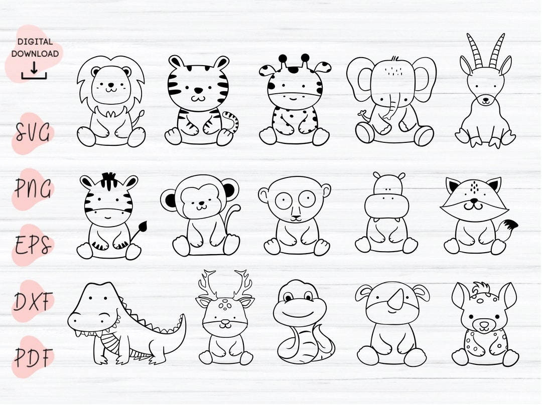 15 Dschungel Tier PlotterDatei SVG Png Eps Safari Set Süßer - Etsy ...