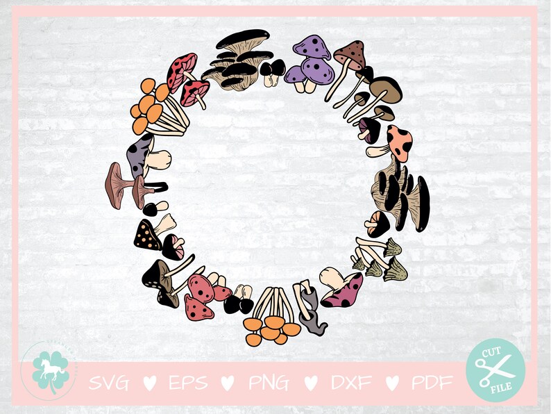 Row of Mushrooms Svg Bundle Mushroom Svg Fungi Clipart Cute - Etsy