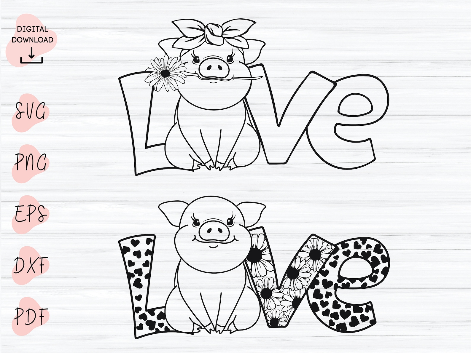 Pigs Svg Files for Cricut Farm Animal Flower Piggy Piglet - Etsy