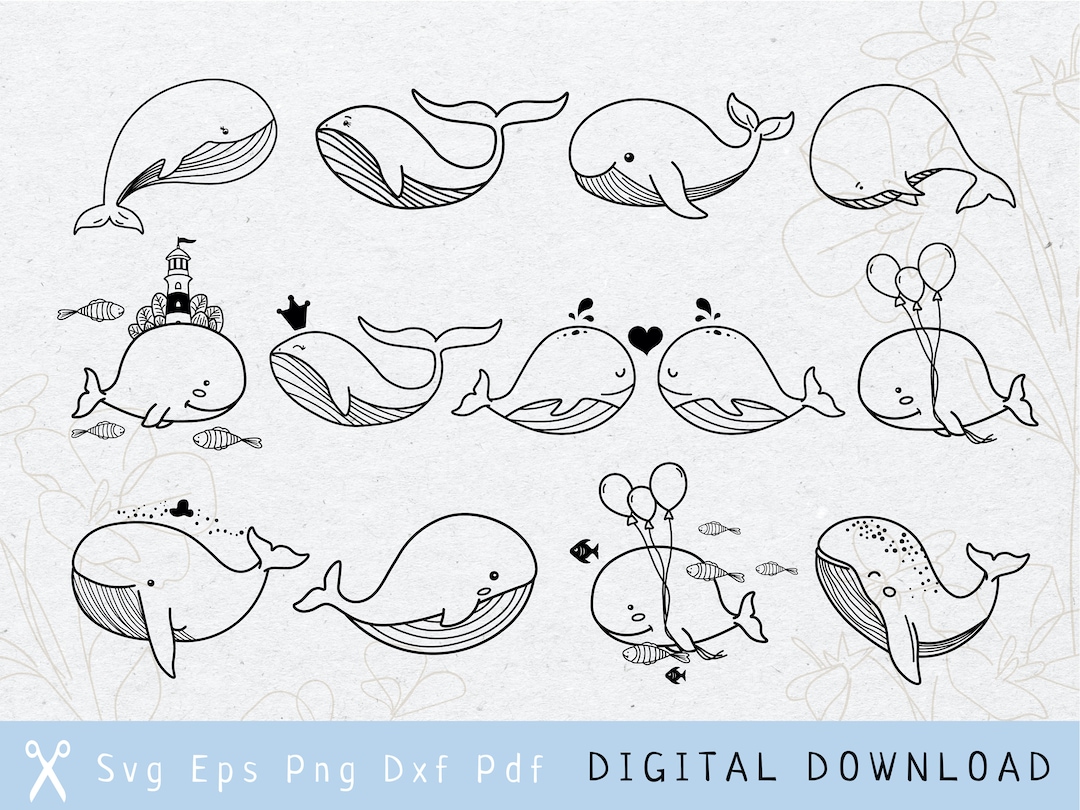 Whale Svg Whale Clipart Sea Animal Cut File Ocean Animal Whale ...