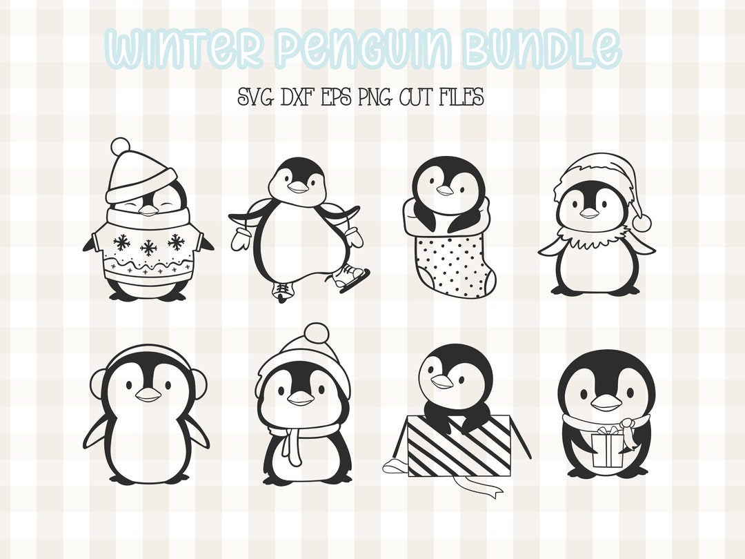 Cute Penguin Plotter File Svg Dxf Png Eps Jpg Pdf Winter Cricut Baby ...